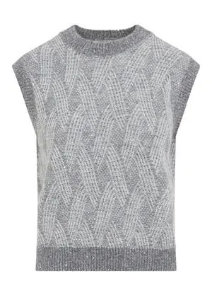 Peserico Sleeveless Knit Gilet With Sequins - Gray