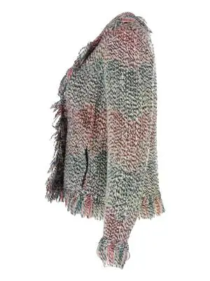Missoni Knitted Fringed Wool Jacket - Blue