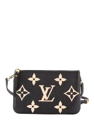LOUIS VUITTON Double Zip Pochette Bicolor Monogram Empreinte Giant Crossbody Bag - Black