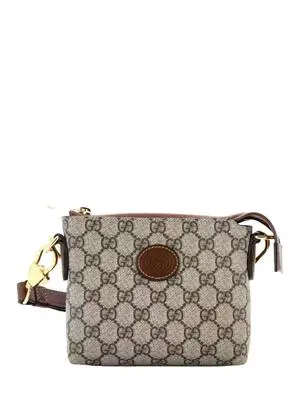 Gucci Interlocking G Patch Wristlet Messenger Bag - Brown