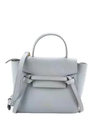 Celine Belt Bag Pico Shoulder Bag In Textured Leather - Blue