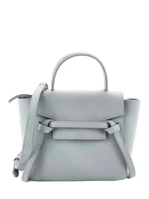 Celine Belt Bag Pico Shoulder Bag In Textured Leather - Blue