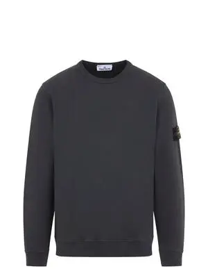 Stone Island Cotton Crewneck Sweatshirt With Detachable Compass Badge - Gray