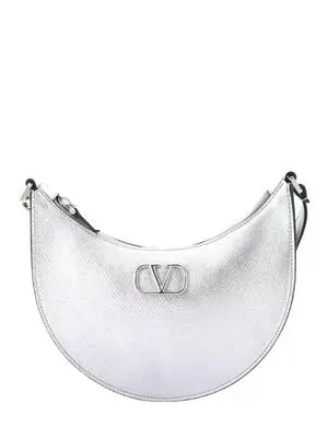 Valentino Garavani Vlogo Leather Mini Hobo Bag - Silver