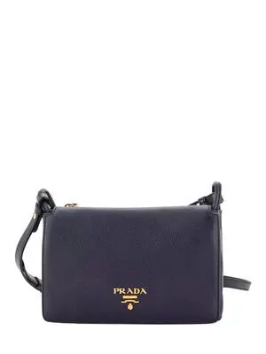 Prada Vitello Daino Medium Crossbody Bag - Blue