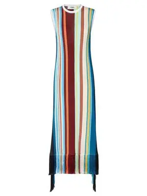 Fendi Multicolor Striped Viscose-yarn Dress - Blue