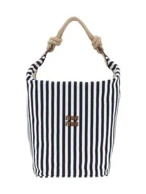 Miu Miu Embroidered Canvas Bucket Bag Multicolor