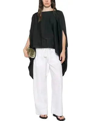 MOUTAKI Asymmetric Cape-style Blouse - Black