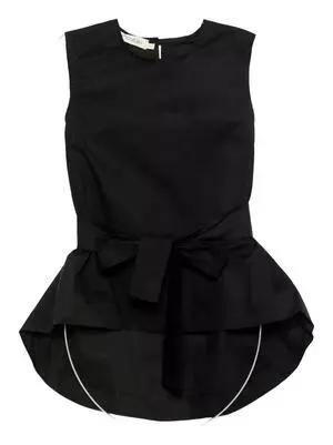 MOUTAKI Sleeveless Cotton Blouse With Detachable Waist Belt - Black