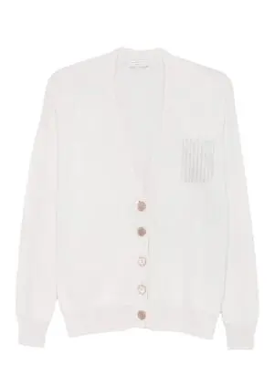 Peserico V-neck Bead-embellished Cardigan - Neutrals