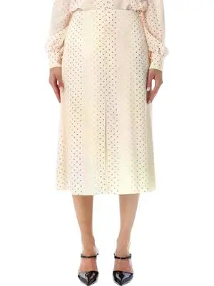 Valentino Garavani Midi Star-print Vlogo Skirt - Neutrals