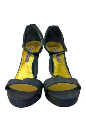 Ralph Lauren Ribbed Canvas Ankle-strap Stiletto Sandals - Multicolour