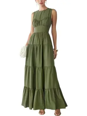 ST MRLO Tiered Sleeveless Maxi Dress
