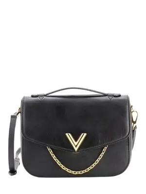 LOUIS VUITTON Monogram Leather Messenger Bag - Black