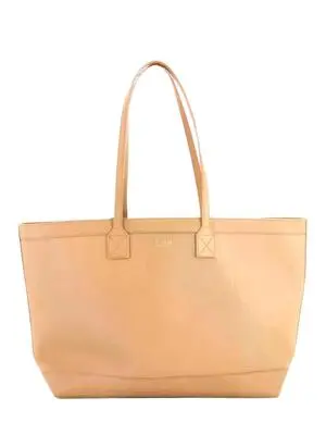 BURBERRY Burberry Leather Tote Bag With Check Canvas Interior