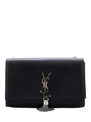 Saint Laurent Classic Monogram Tassel Leather Medium Crossbody Bag - Black