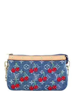 LOUIS VUITTON Chain Pochette Accessoires Nm Limited Edition Monogram Cerises Denim Shoulder Bag - Blue