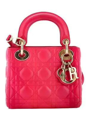 Dior Lady Bag Cannage Quilt Lambskin Mini Satchel - Pink