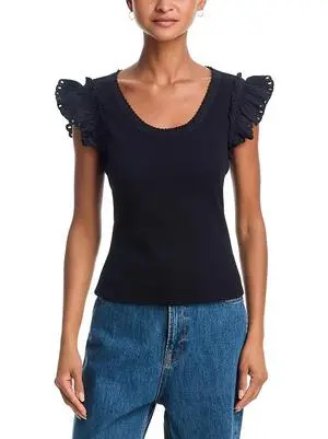 Rails Giovanna Ruffle Sleeve Top - Black