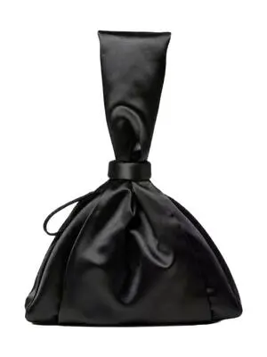Alberta Ferretti Satin Knotted Clutch Bag - Black