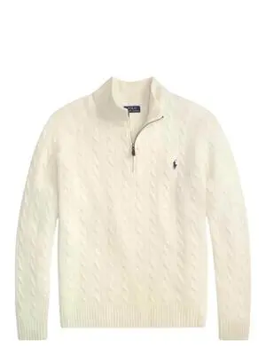 Polo Ralph Lauren Cream Cable-knit Quarter-zip Sweater - Neutrals