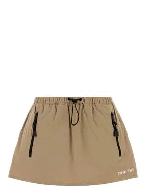 Miu Miu Gabardine Mini Skirt - Brown