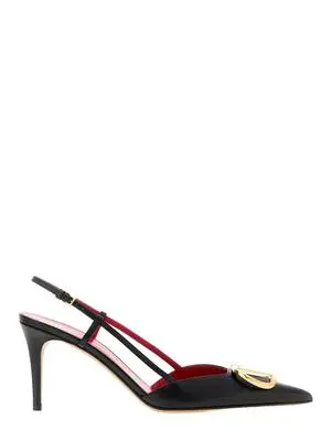 Valentino Garavani Leather Vlogo Signature Slingback Pumps - Black
