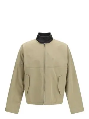 Bottega Veneta Cotton Jacket With Intrecciato Leather Collar - Cream