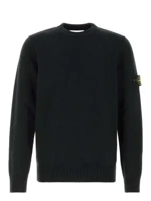 Stone Island Wool Blend Crew Neck Sweater - Black