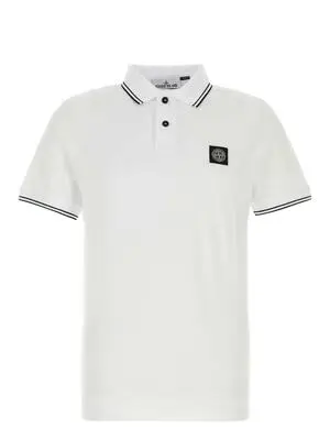 Stone Island Stone Island Men White Stretch Piquet Polo Shirt White