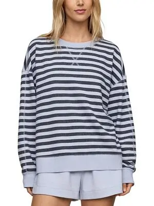 Z Supply The Everyday Striped Crewneck Sweatshirt - Eclipse