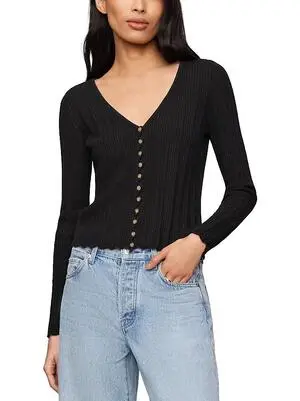 Z Supply Landa V Neck Sweater Top - Black