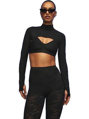 VICTORIA'S SECRET Victoria's Secret Roseflex Lace Mock-Neck Shrug
