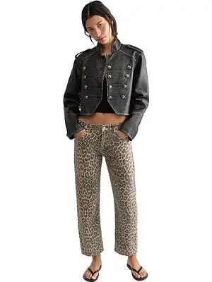 RE/DONE Mid-rise Blondie Crop Jeans In Animal Print - Leopard