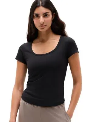 Athleta Signature Rib Scoop Tee - Black