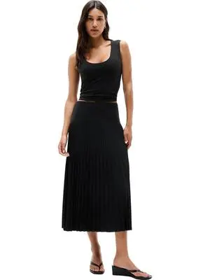 Athleta Featherweight Plissé Midi Skirt - Black