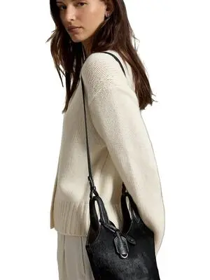 Ralph Lauren Polo Play Haircalf Tote & Crossbody - Black