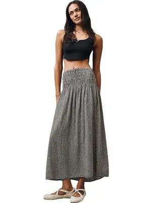Z Supply Brooke Smocked-waist Midi Skirt - Black Pattern