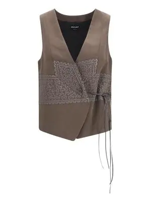 Giorgio Armani Washed Silk And Virgin Wool Jacquard Vest - Brown