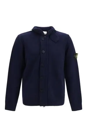Stone Island Crewneck Sweater With Logo Patch - Blue