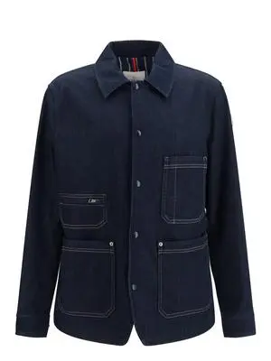 Moncler Haderu Denim Shirt Jacket With Nylon Inserts - Blue