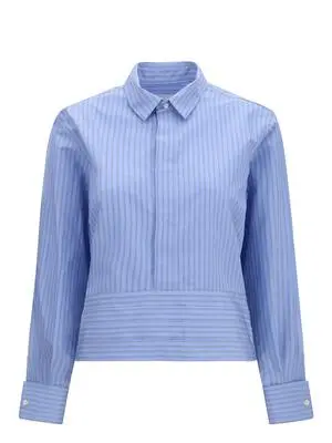 Sacai Sacai Cotton Poplin Cropped Shirt With Belt Blue