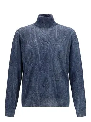 Etro Printed Turtleneck Sweater - Blue