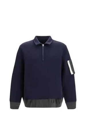 Sacai Terry Cloth Zip Polo - Blue