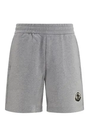 Moncler Cotton Tracksuit Shorts With Logo Patch - Gray