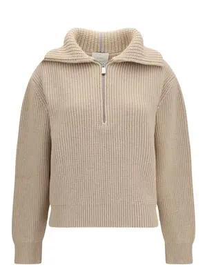 Malo High-neck Zip Sweater - Cream