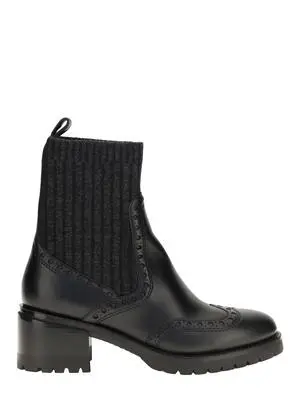 Santoni Ferret Leather Boots - Black