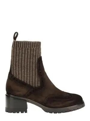 Santoni Suede Ribbed Ankle Boots - Brown