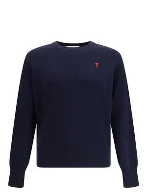 AMI Paris De Coeur Crew Neck Knit Sweater - Blue