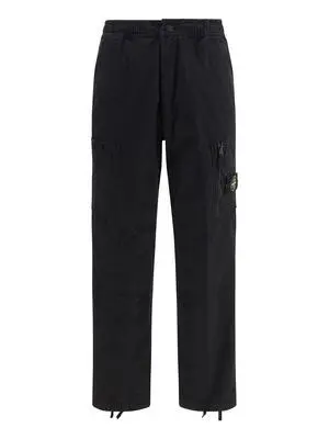 Stone Island Garment-dyed Cotton Cargo Pants - Black